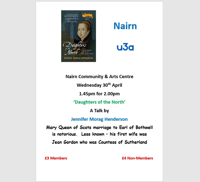 Nairn U3A talk – Jennifer Morag Henderson